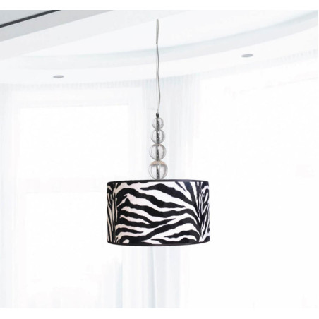 LÁMPARA COLGANTE 1 LUZ E27 METAL NEGRO CON PANTALLA PELITO ZEBRA